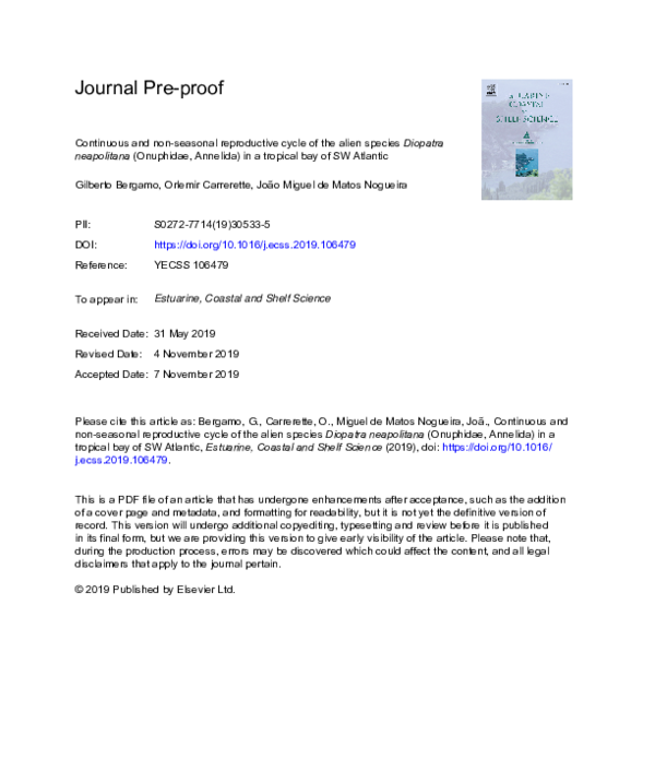 (PDF) Continuous and non-seasonal reproductive cycle of the alien ...
