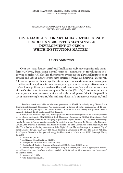 (PDF) Civil liability for artificial intelligence products versus the sustainable development of ...