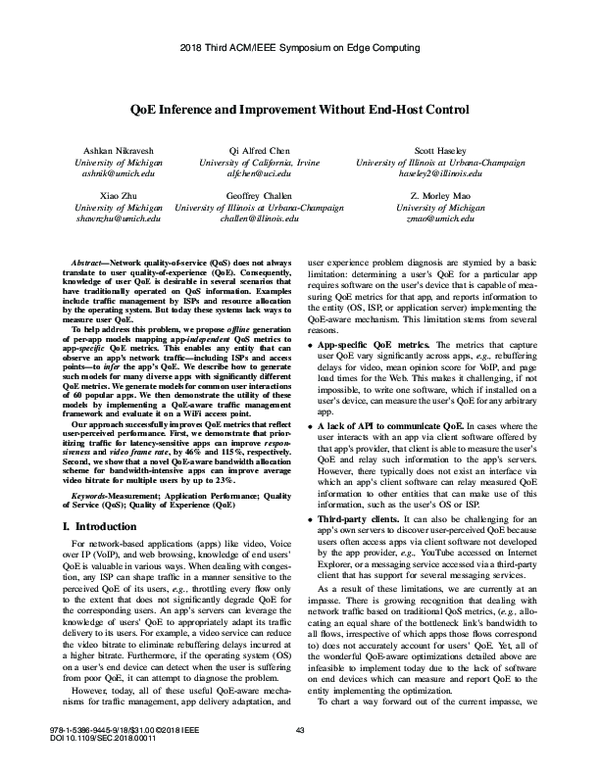 (PDF) QoE Inference and Improvement Without End-Host Control