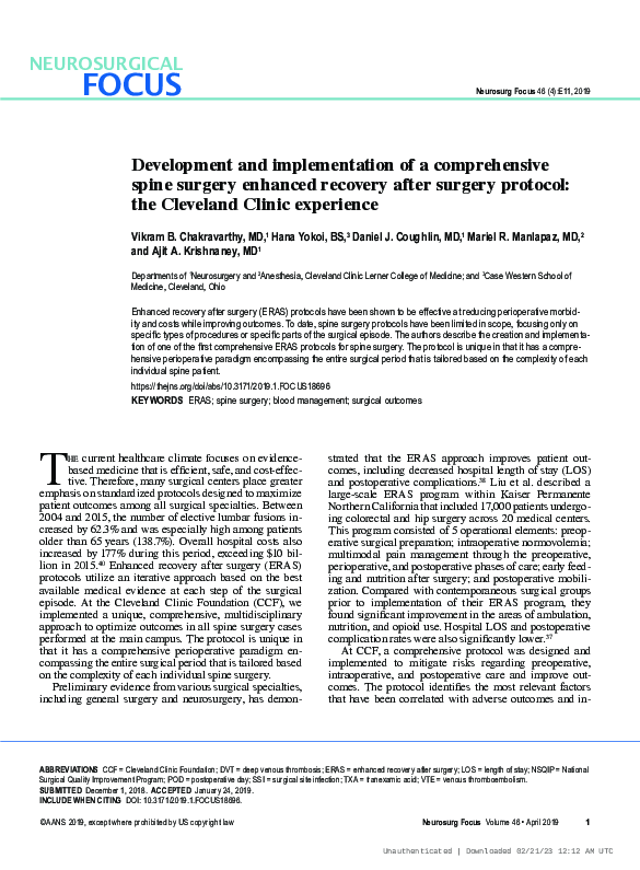 (PDF) Development and implementation of a comprehensive spine surgery ...