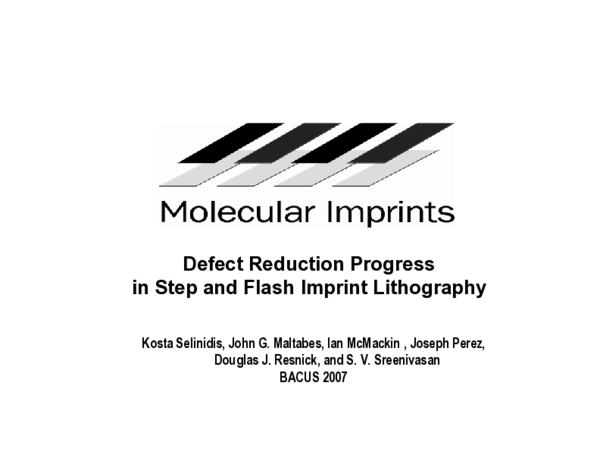 (PDF) Defect reduction progress in step and flash imprint lithography
