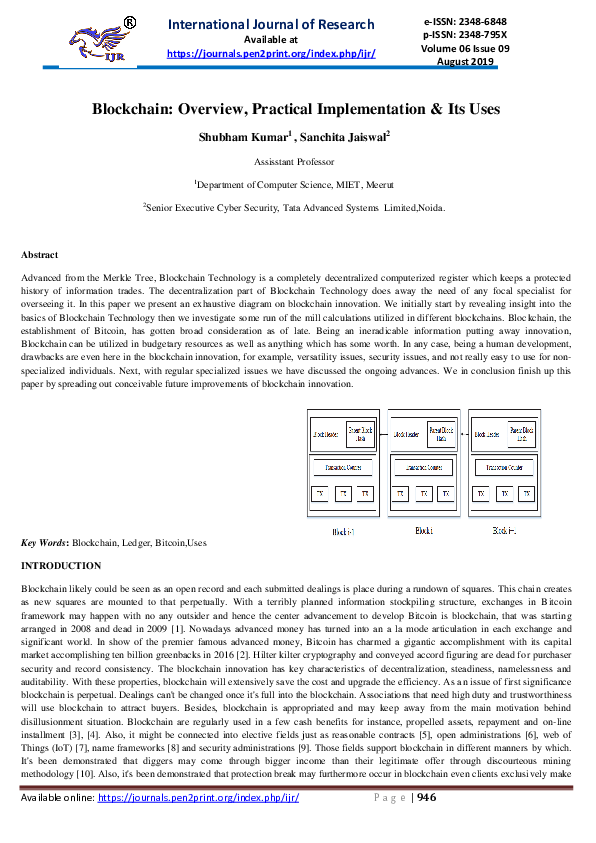 (PDF) Blockchain: Overview, Practical Implementation & Its Uses (PDF) Blockchain: Overview, Practical Implementation & Its Uses