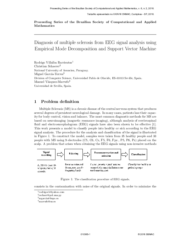 (PDF) Diagnosis of multiple sclerosis from EEG signal analysis using Empirical Mode ...