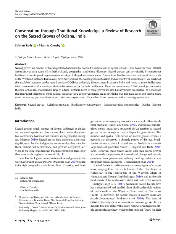 (PDF) Conservation through Traditional Knowledge: a Review of Research ...