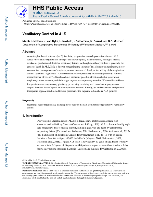 (PDF) Ventilatory control in ALS