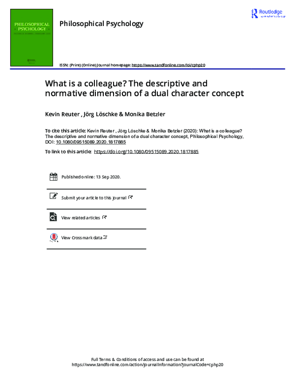 (PDF) What is a colleague? The descriptive and normative dimension of a ...