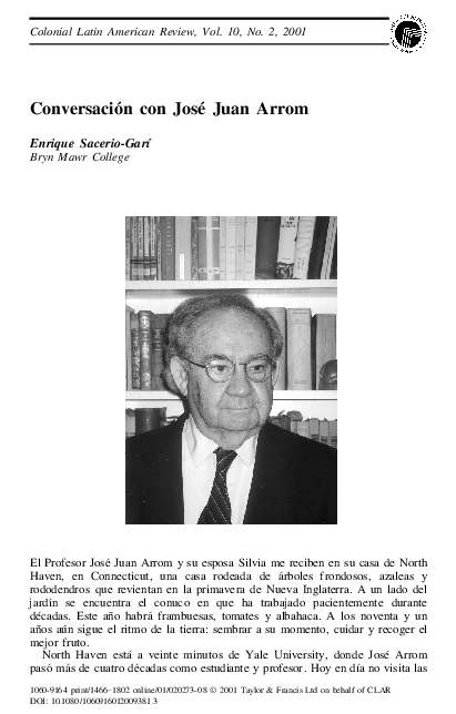 (PDF) Conversacio´n con Jose´Juan Arrom