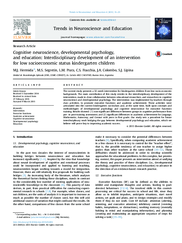 (PDF) Cognitive neuroscience, developmental psychology, and education ...