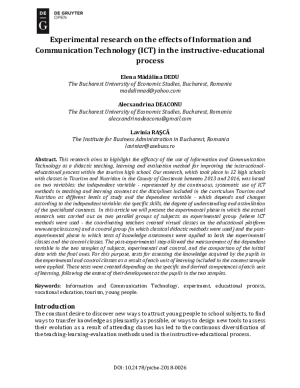 (PDF) Experimental research on the effects of Information and ...