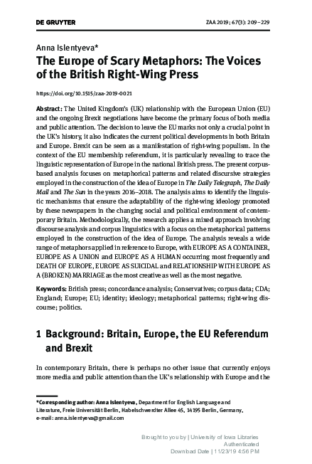 (PDF) The Europe of Scary Metaphors: The Voices of the British Right ...