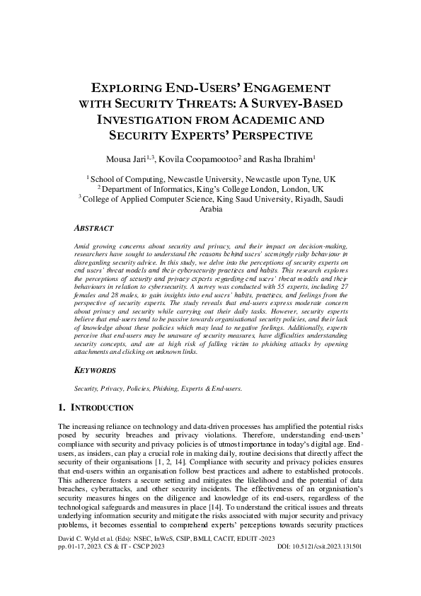 (PDF) End-User Engagement with Security Threats: Expert Insights
