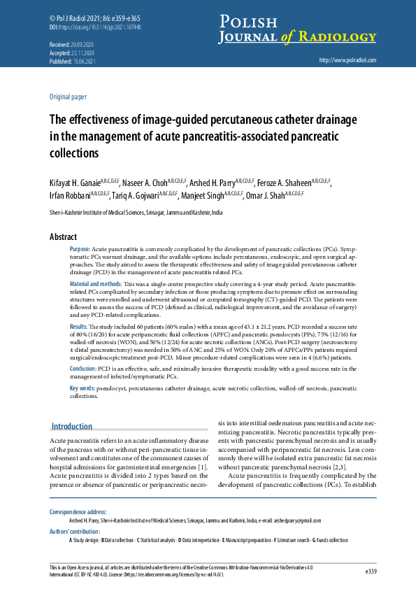 (PDF) The effectiveness of image-guided percutaneous catheter drainage ...