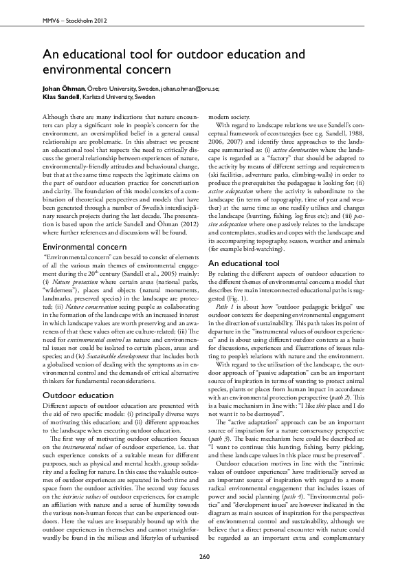 (PDF) An educational tool for outdoor education and environmental concern