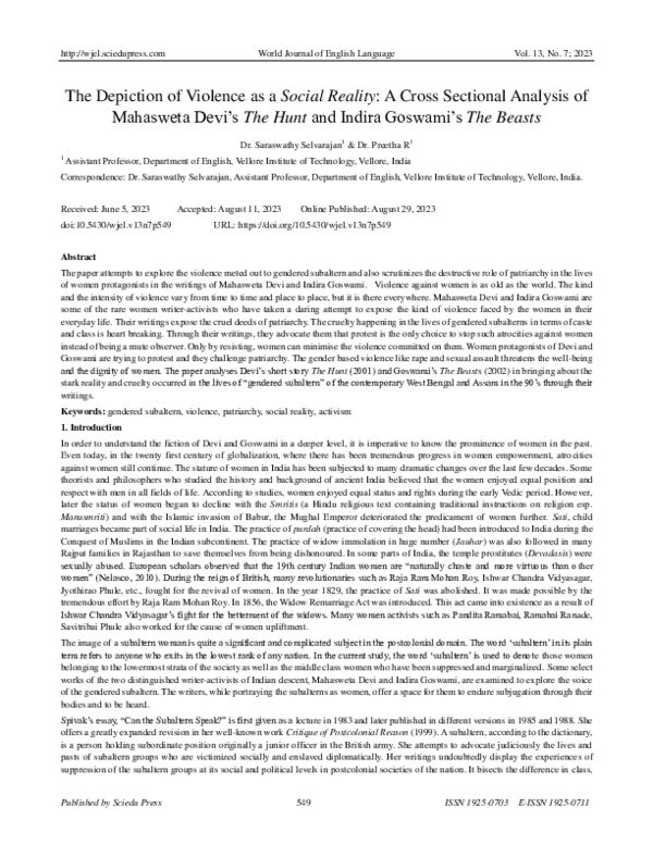 (PDF) The Depiction of Violence as a Social Reality: A Cross Sectional ...