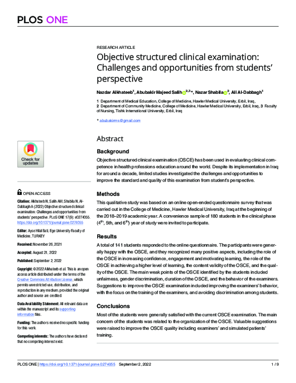 (PDF) Objective structured clinical examination: Challenges and ...