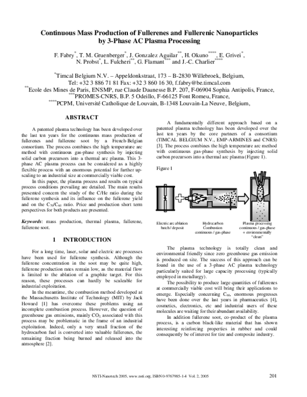 (PDF) Continuous mass production of fullerenes and fullerenic nanoparticles by 3-phase AC plasma ...