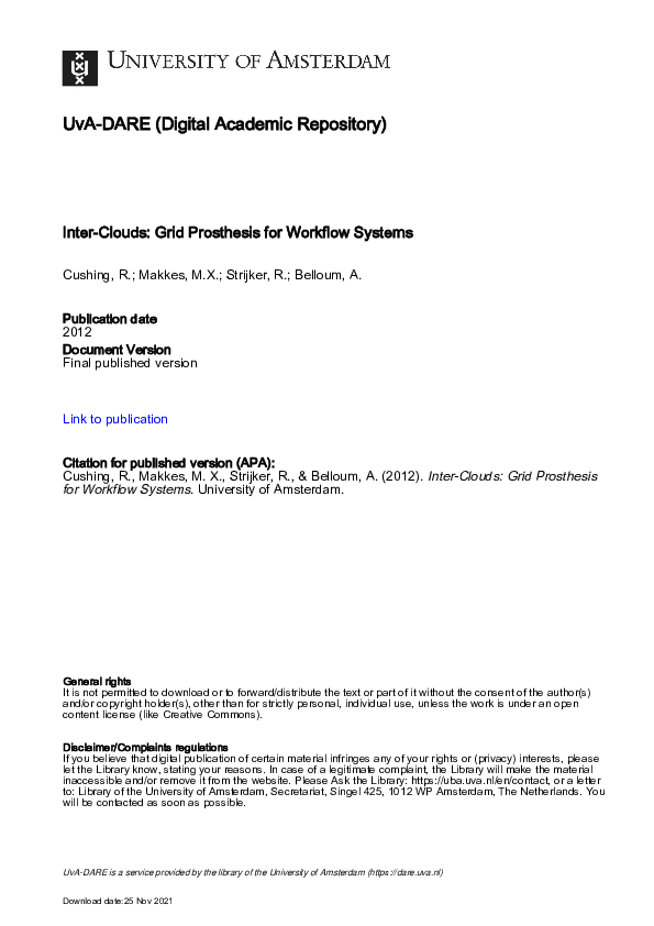 (PDF) Inter-Clouds: Grid Prosthesis for Workflow Systems | Reginald Cushing - Academia.edu