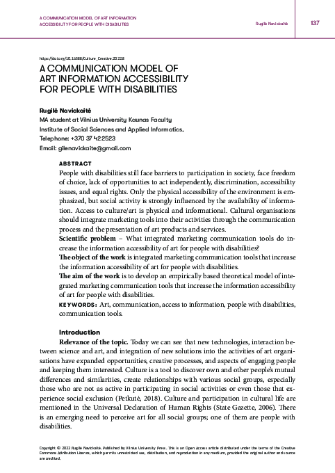 (PDF) A Communication Model of Art Information Accessibility for People ...