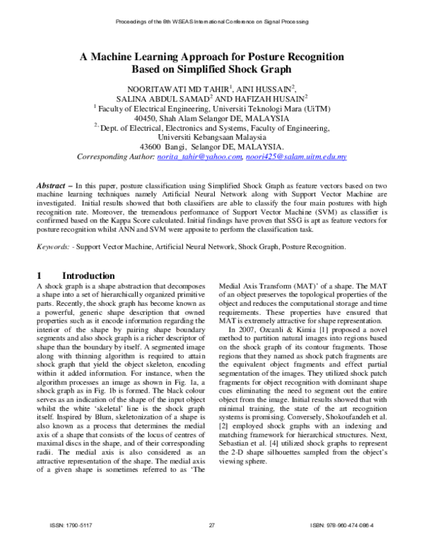 (PDF) A machine learning approach for posture recognition based on ...