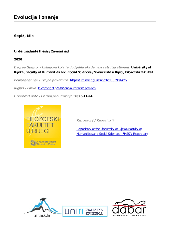 (PDF) Evolucija i znanje