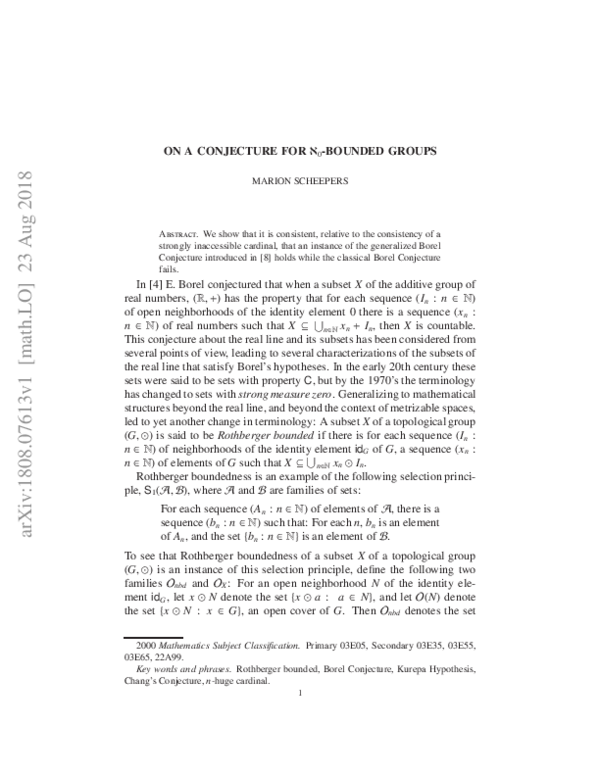 (PDF) On a conjecture for $\aleph_0$-bounded groups