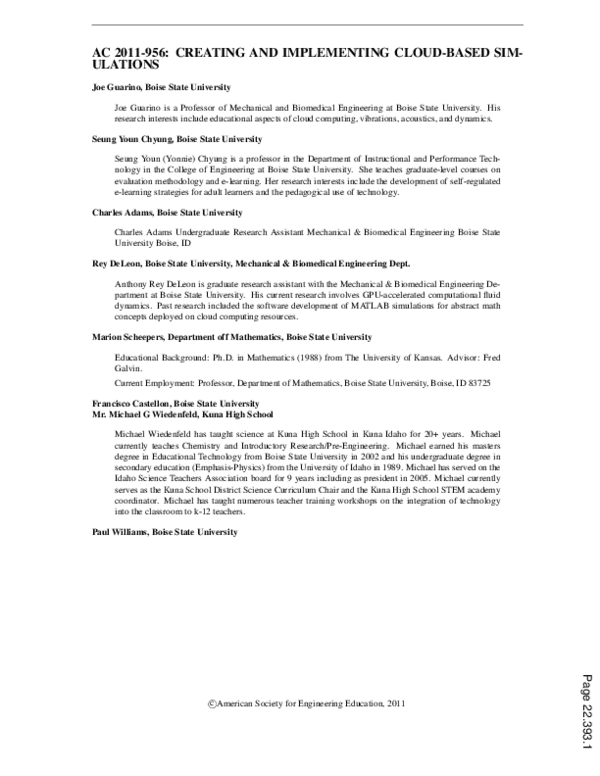 (PDF) Creating and Implementing Cloud-Based Simulations