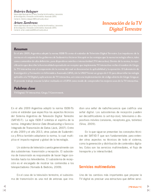 (PDF) Innovación de la TV Digital Terrestre | Nestor Daniel Gonzalez - Academia.edu