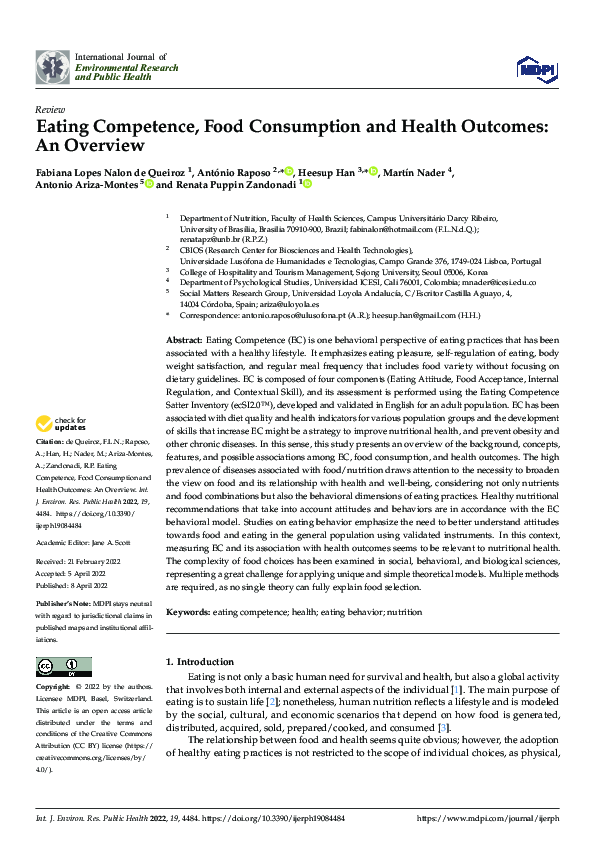(PDF) Eating Competence, Food Consumption and Health Outcomes: An Overview