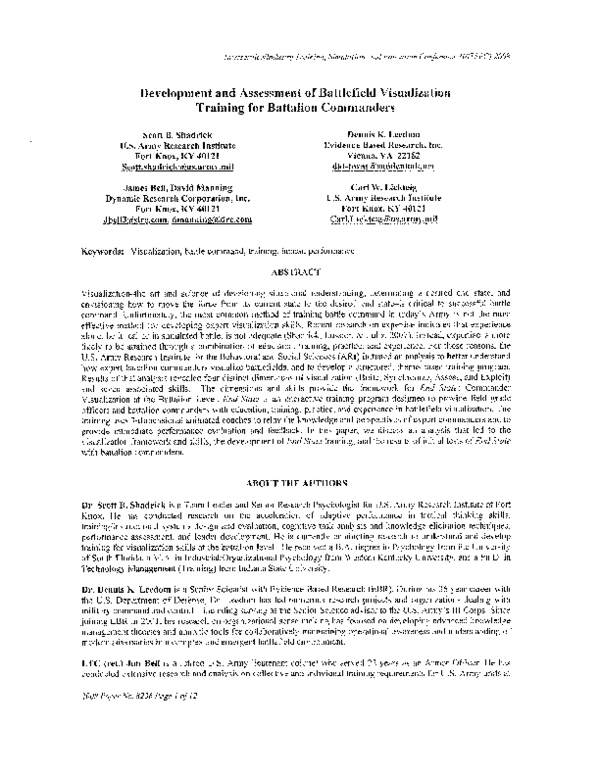 (PDF) Development and Assessment of Battlefield Visualization Training ...