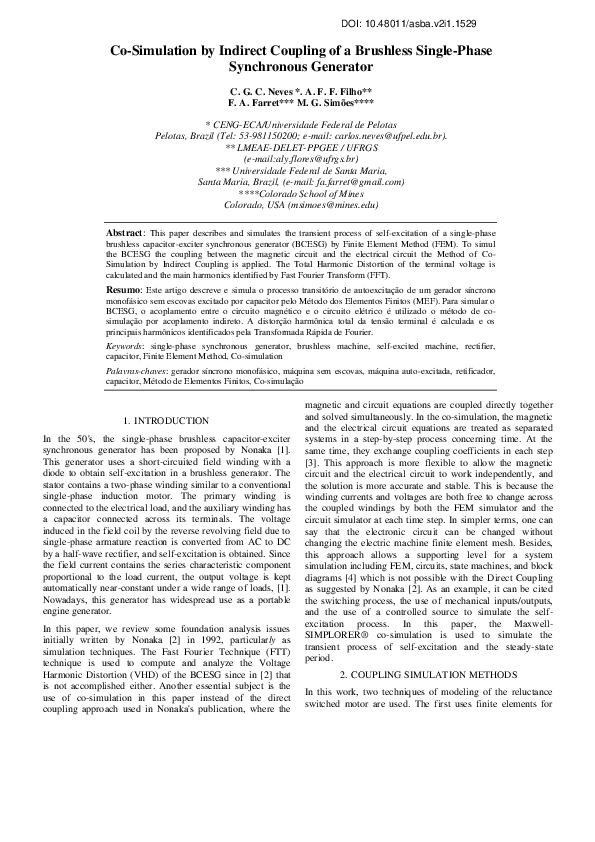 Pdf Co Simulation By Indirect Coupling Of A Brushless Single Phase