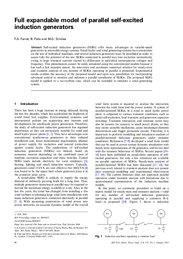 (PDF) Full expandable model of parallel self-excited induction generators