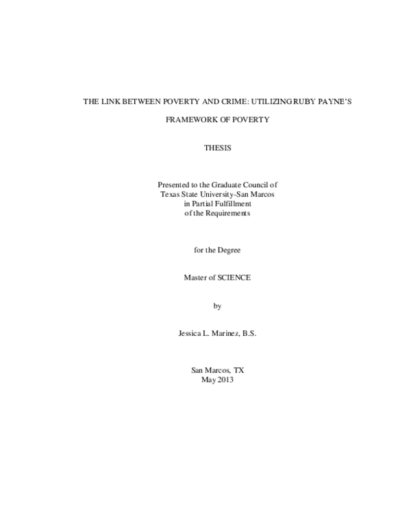 (PDF) The Link Between Poverty and Crime: Utilizing Ruby Payne's ...