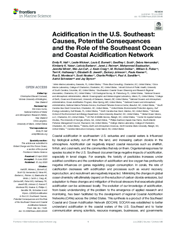 (PDF) Acidification in the U.S. Southeast: Causes, Potential ...