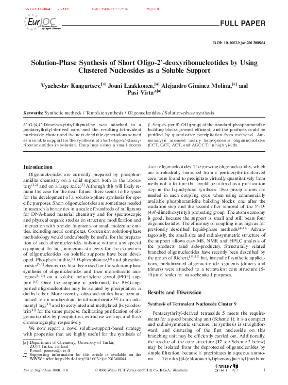 (PDF) Solution-phase synthesis of short oligo-2’-deoxyribonucleotides ...