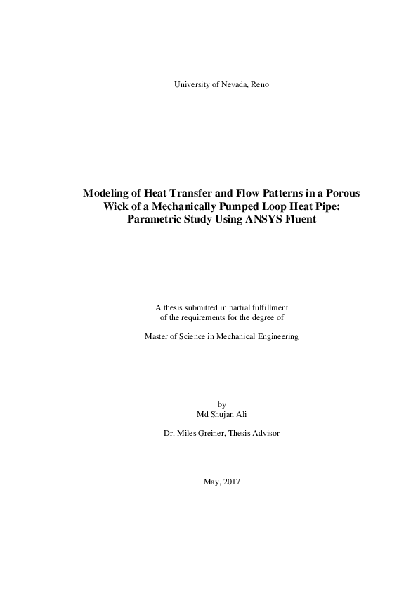 (PDF) Modeling of Heat Transfer and Flow Patterns in a Porous Wick of a Mechanically Pumped Loop ...