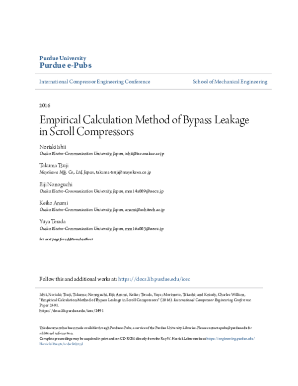 (PDF) Empirical calculation method for bypass leakage in scroll compressors
