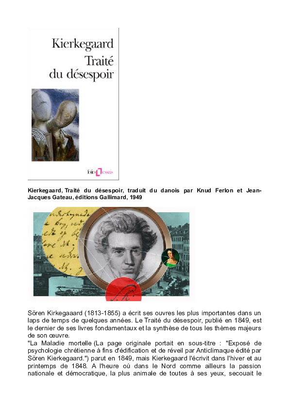 (PDF) Sören Kierkegaard, Traité du Désespoir