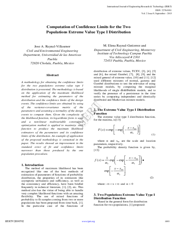 (PDF) Computation of Confidence Limits for the Two Populations Extreme ...