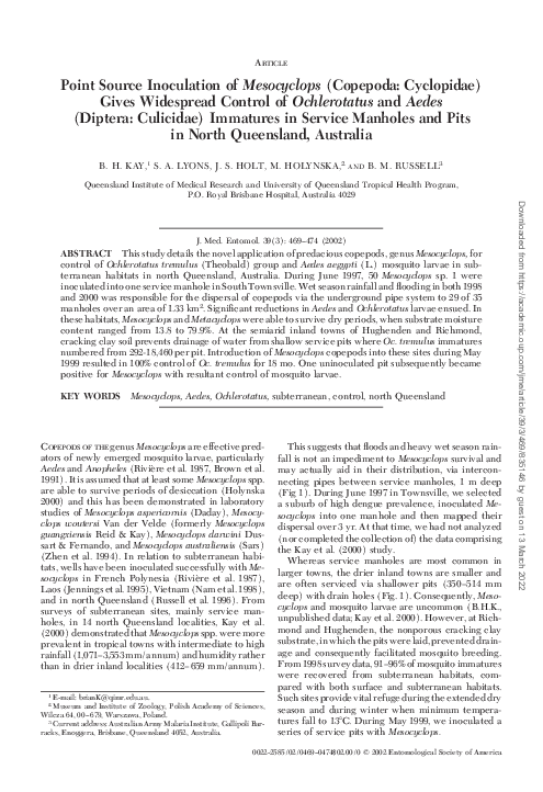 (PDF) Point Source Inoculation of Mesocyclops (Copepoda: Cyclopidae ...