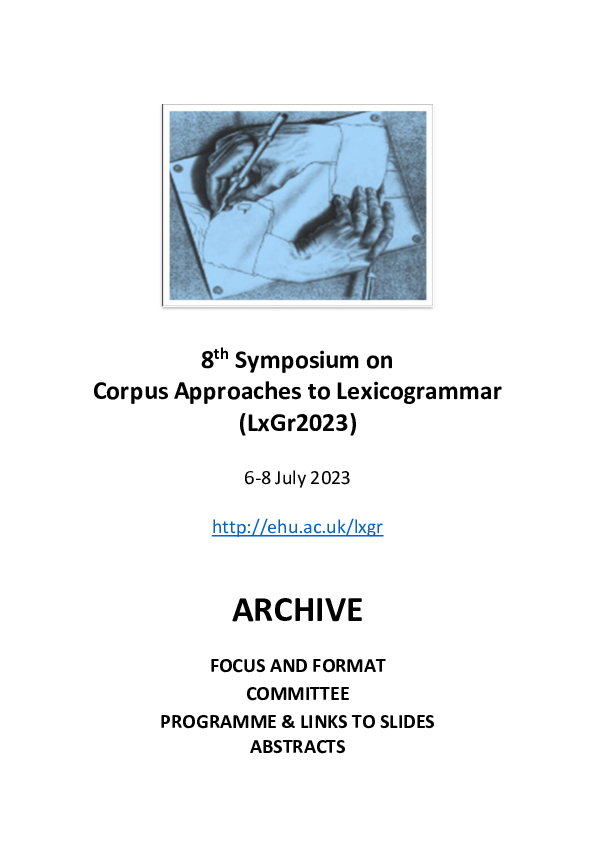 (PDF) 8th Symposium on Corpus Approaches to Lexicogrammar (LxGr2023 ...