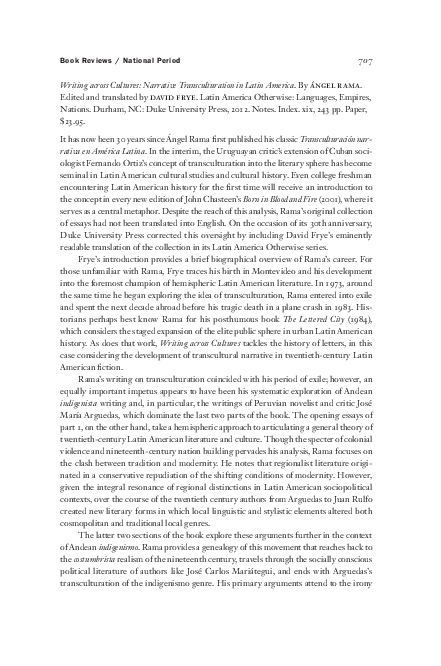 (PDF) Writing across Cultures: Narrative Transculturation in Latin America