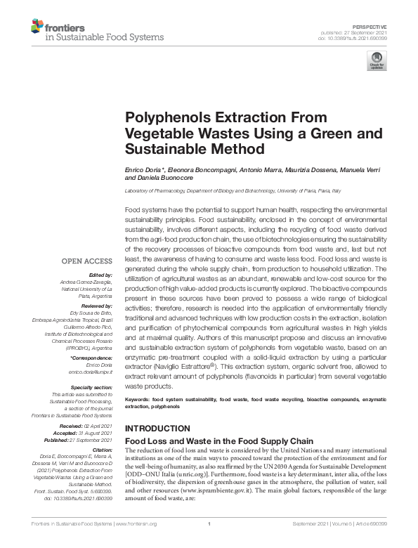 (PDF) Polyphenols Extraction From Vegetable Wastes Using a Green and ...