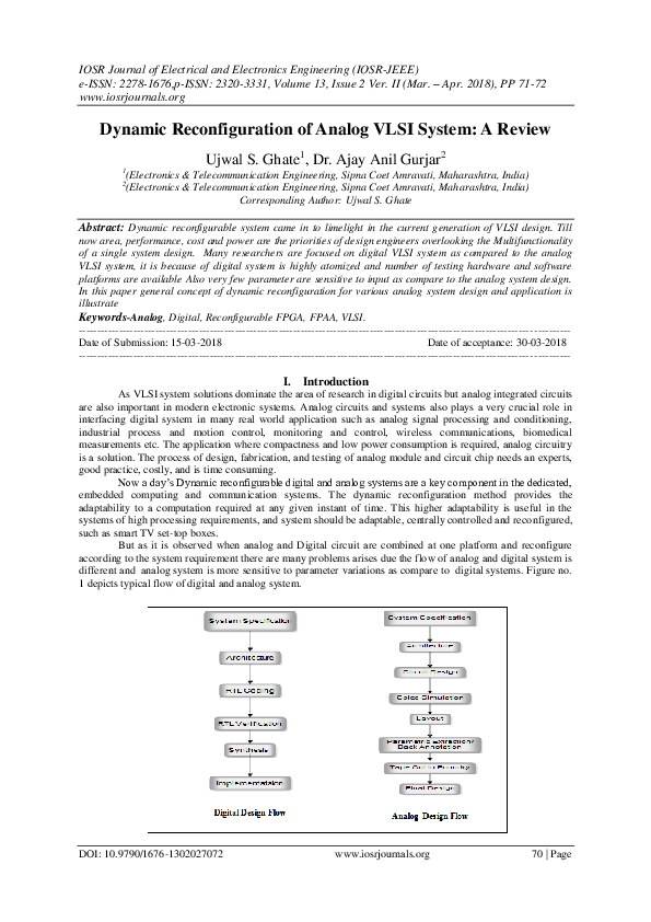 Pdf Dynamic Reconfiguration Of Analog Vlsi System A Review