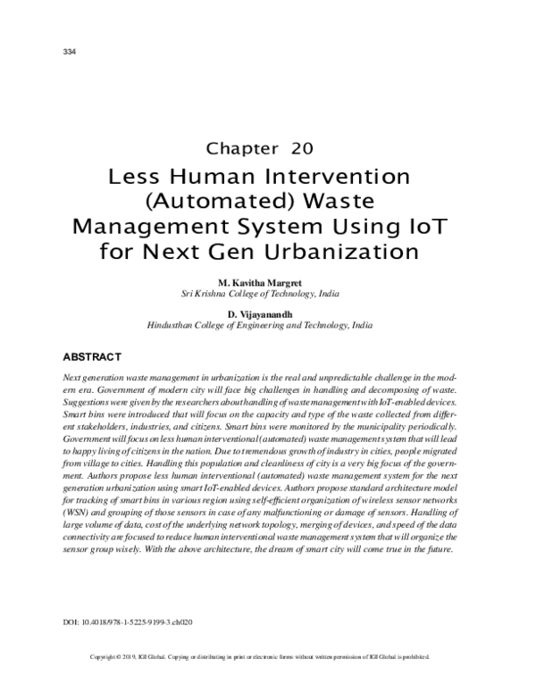 (PDF) Less Human Intervention (Automated) Waste Management System Using ...