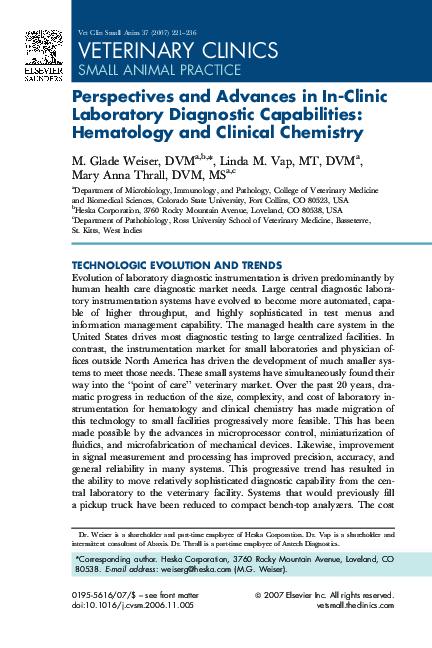 (PDF) Perspectives and Advances in In-Clinic Laboratory Diagnostic ...