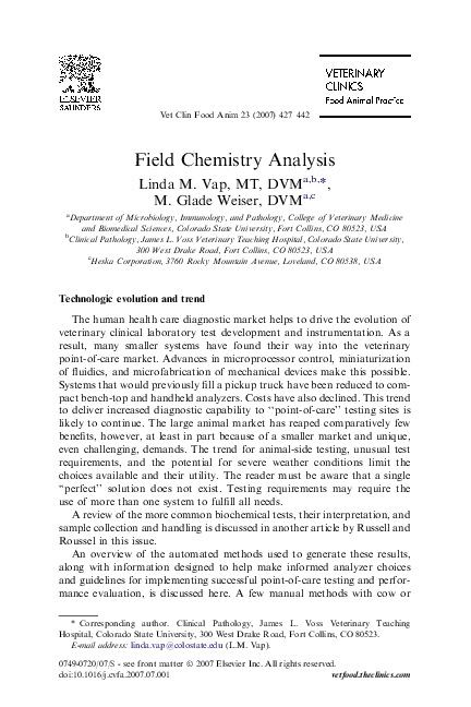 (PDF) Field Chemistry Analysis