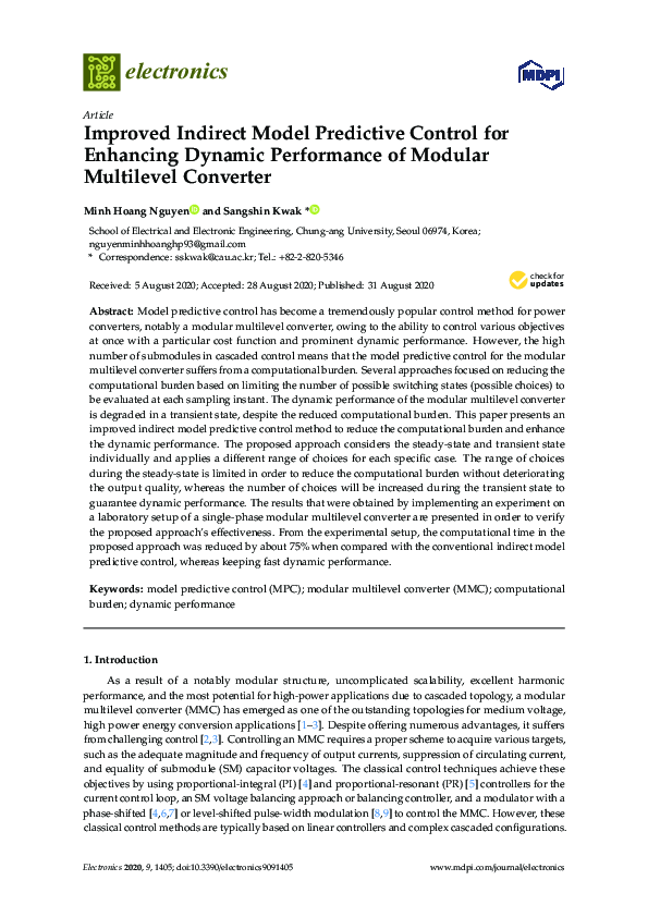 (PDF) Improved Indirect Model Predictive Control for Modular Multilevel Converter