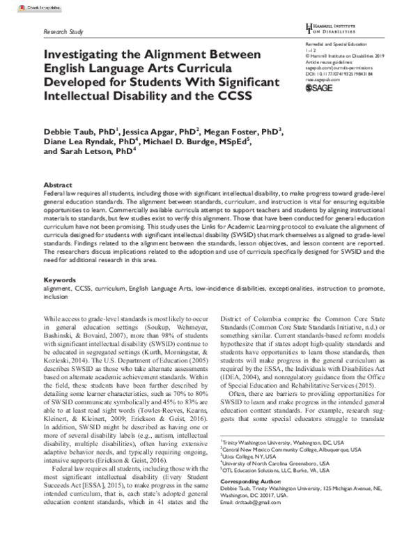 (PDF) Investigating the Alignment Between English Language Arts ...
