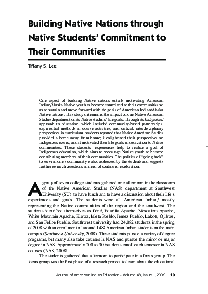 (PDF) Building Native Nations through Native Student's Commitment to ...