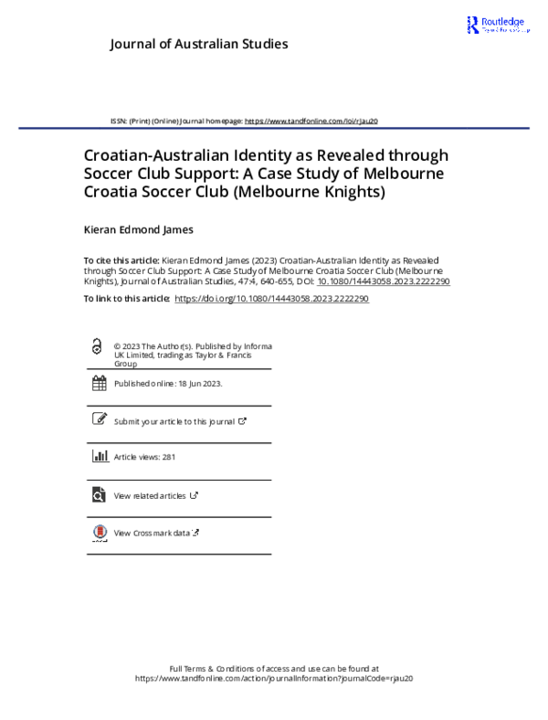 (PDF) Croatian-Australian Identity as Revealed through Soccer Club ...